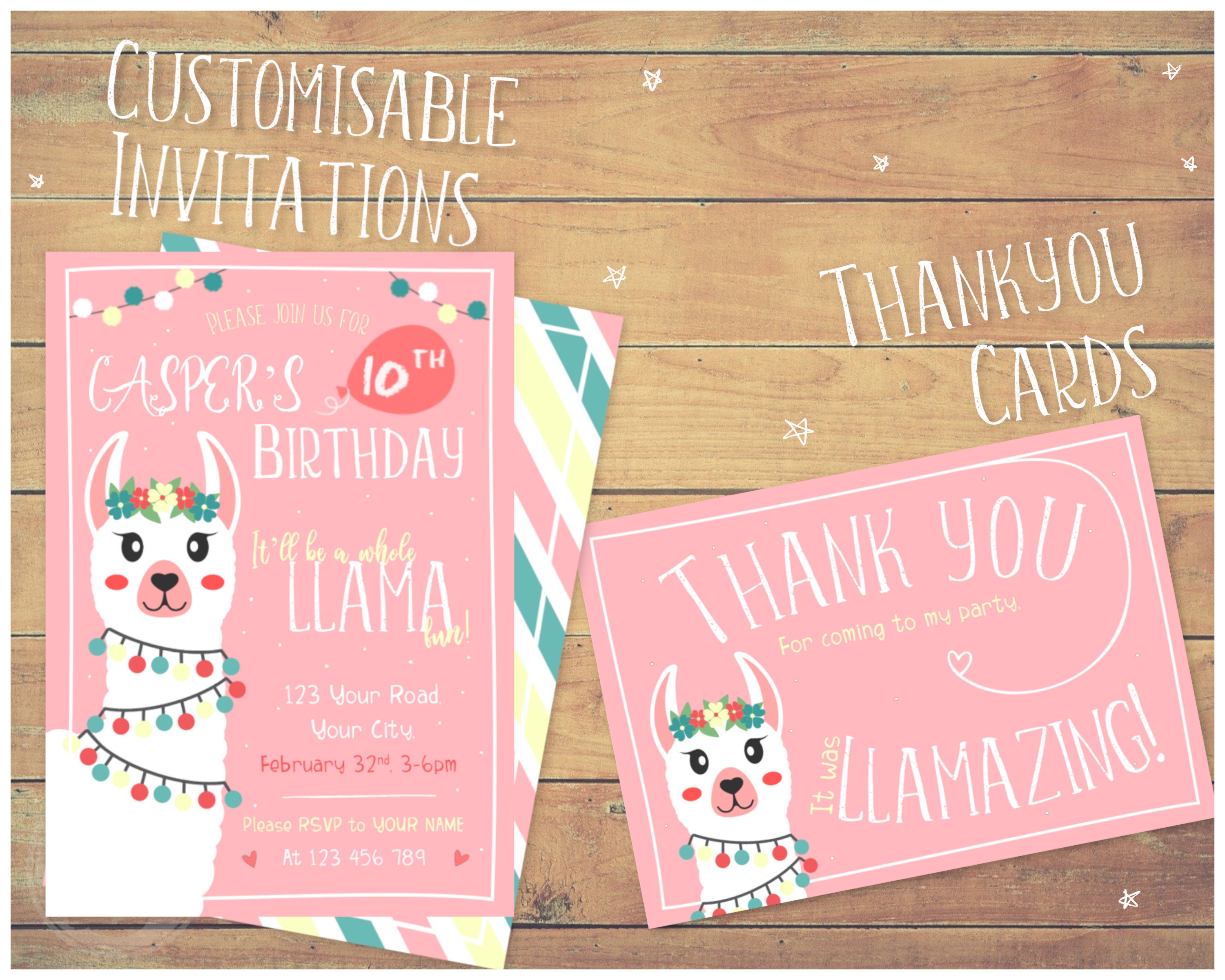 Printable Llama Themed Party Megapack Customisable | Etsy