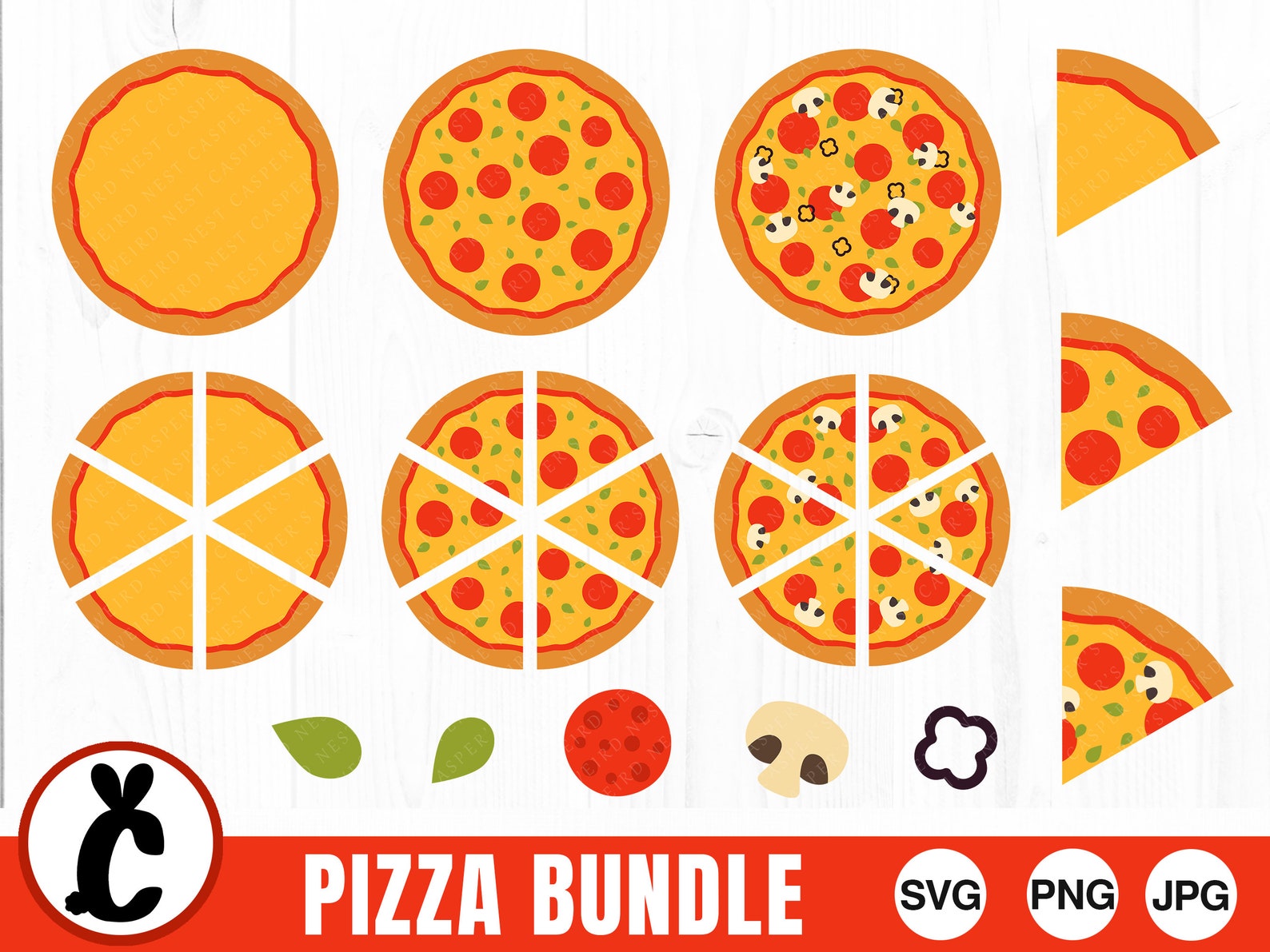 Pizza Bundle - SVG, PNG, JPG - Digital Cut File, Commercial Use ...
