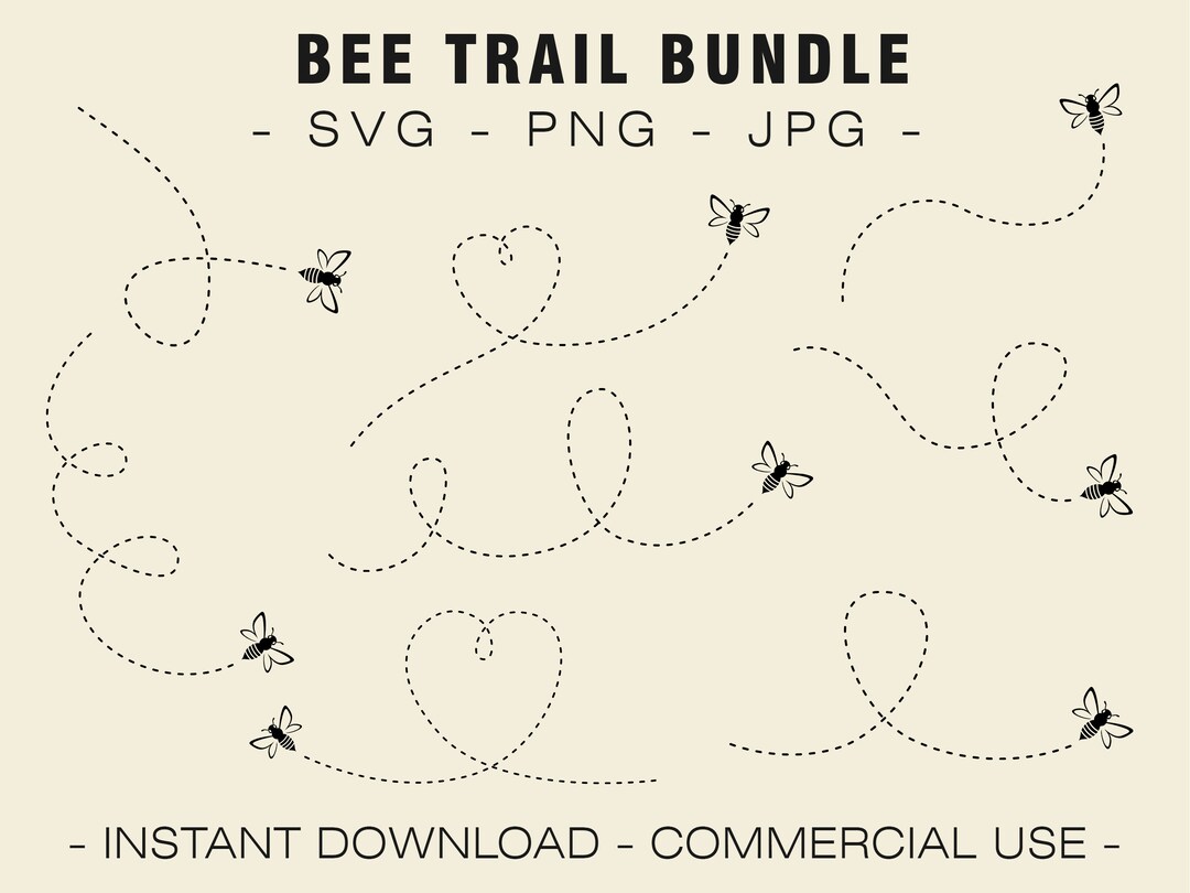 Flying Bee Trails 3 - SVG PNG JPG - Commercial Use, Digital Cut File ...