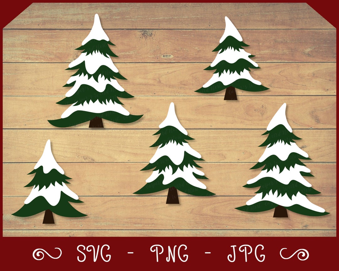 Snowy Christmas Trees, SVG, PNG, JPG, Transparent Background ...