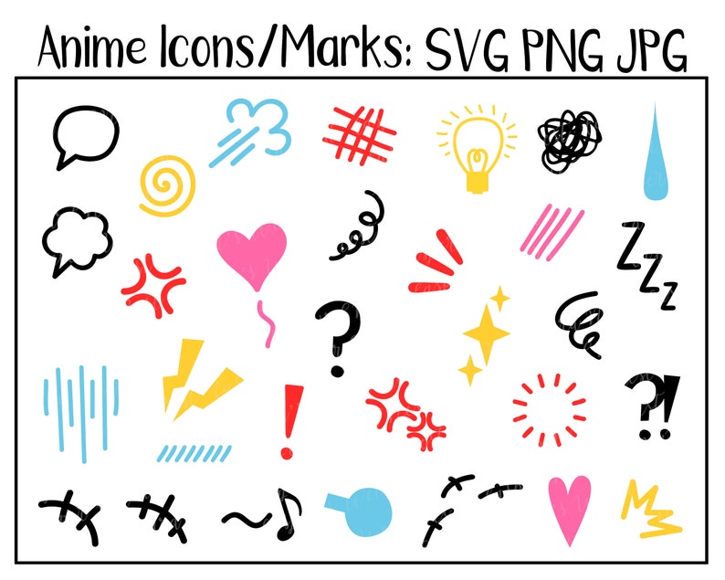 Anime Manga Marks – Emotes, Cartoon Emotions (digital Cut Files) - Etsy