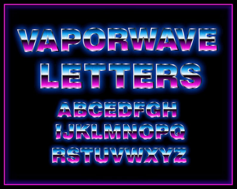PNG Vaporwave Alphabet Commercial Use Instant Download - Etsy