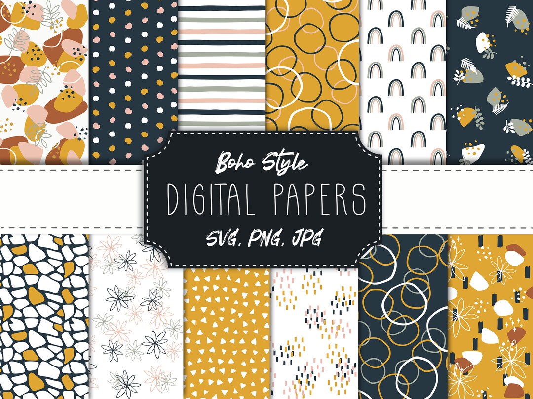 Boho Pattern Bundle - PNG, JPG, SVG - Commercial Use, Instant Download ...