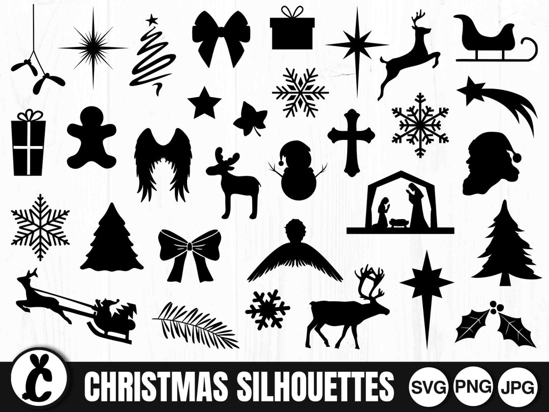 Christmas Silhouettes - SVG, PNG, JPG, Commercial Use, Digital Cut File ...