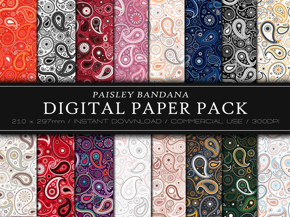 Layered Paisley - SVG, PNG, JPG, Seamless, Digital Cut File, Commercial ...