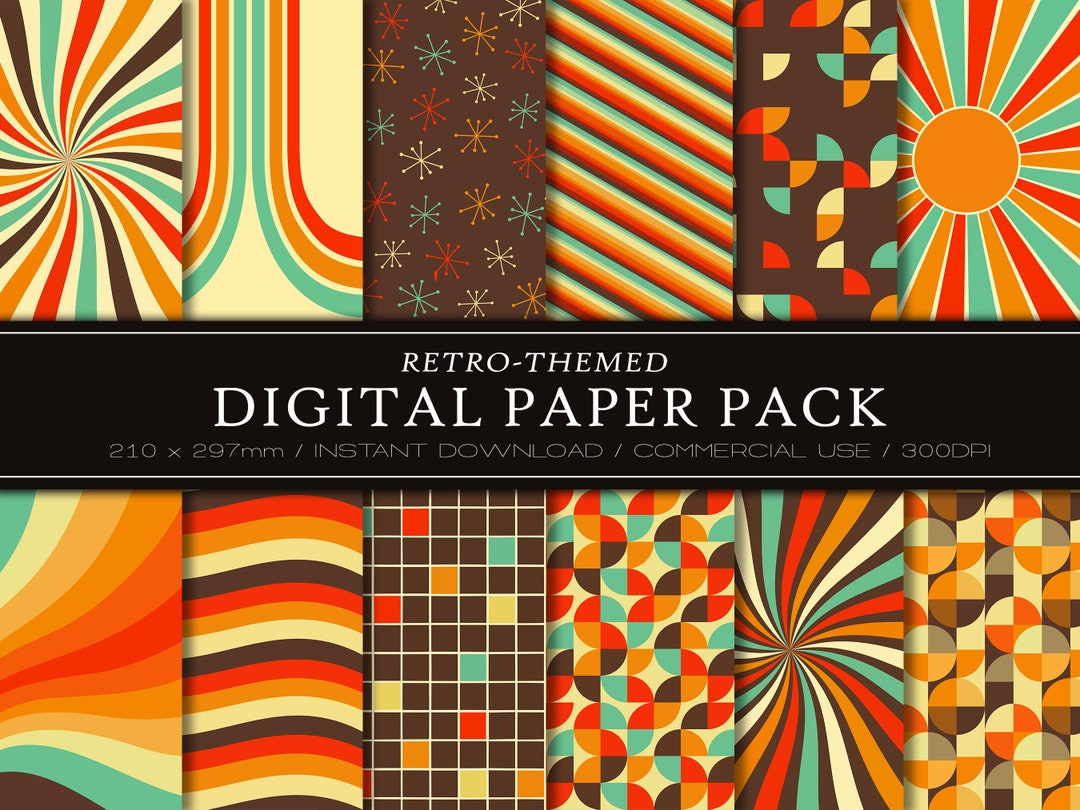 Retro Digital Papers - PNG, JPG, SVG, Commercial Use, Instant Download ...