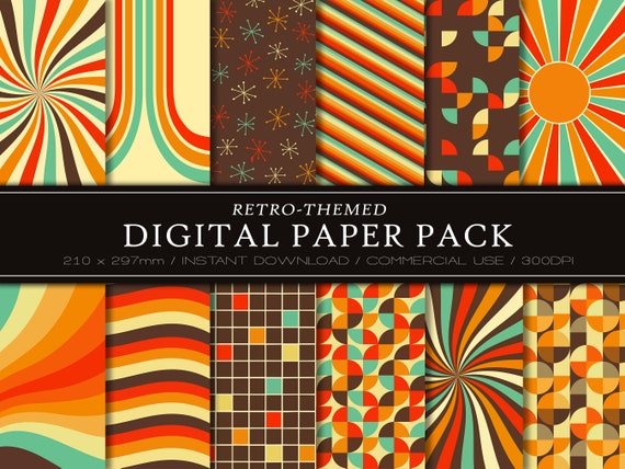 Retro Digital Papers PNG JPG SVG Commercial Use Instant - Etsy UK