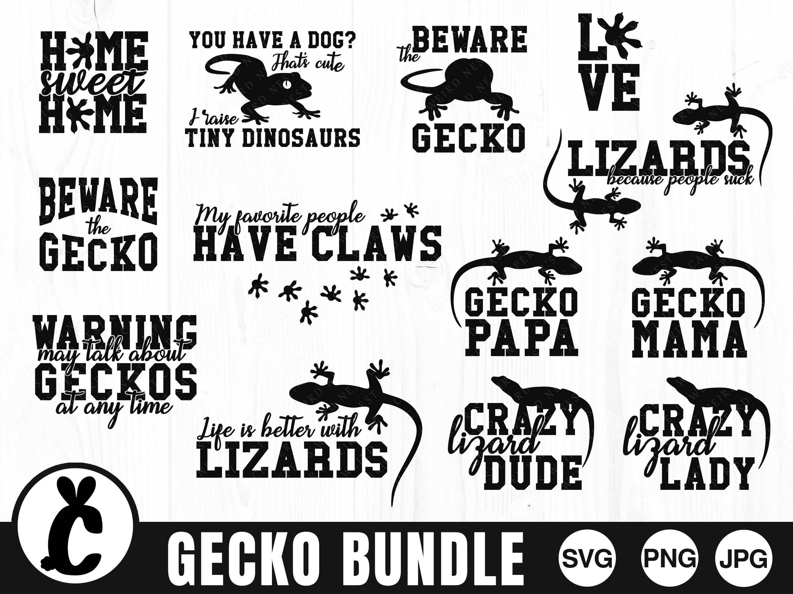 Gecko Quotes Bundle, SVG, PNG, JPG, Commercial Use, Digital Cut File ...