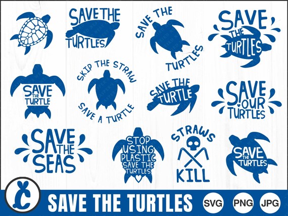Save the Turtles SVG PNG JPG Digital Cut File Commercial - Etsy