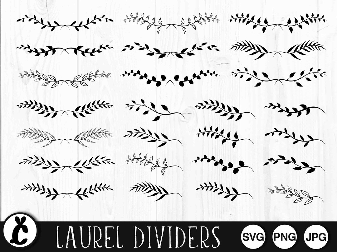 Laurel Branch Divider Bundle, Leaf Border SVG PNG JPG (digital Cut File ...