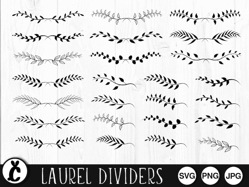 Laurel Branch Divider Bundle, Leaf Border SVG PNG JPG (digital Cut File ...