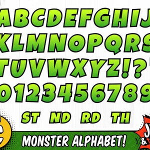 Comic Book, Letters - PNG - JPG - Instant Download, Comic Numbers ...