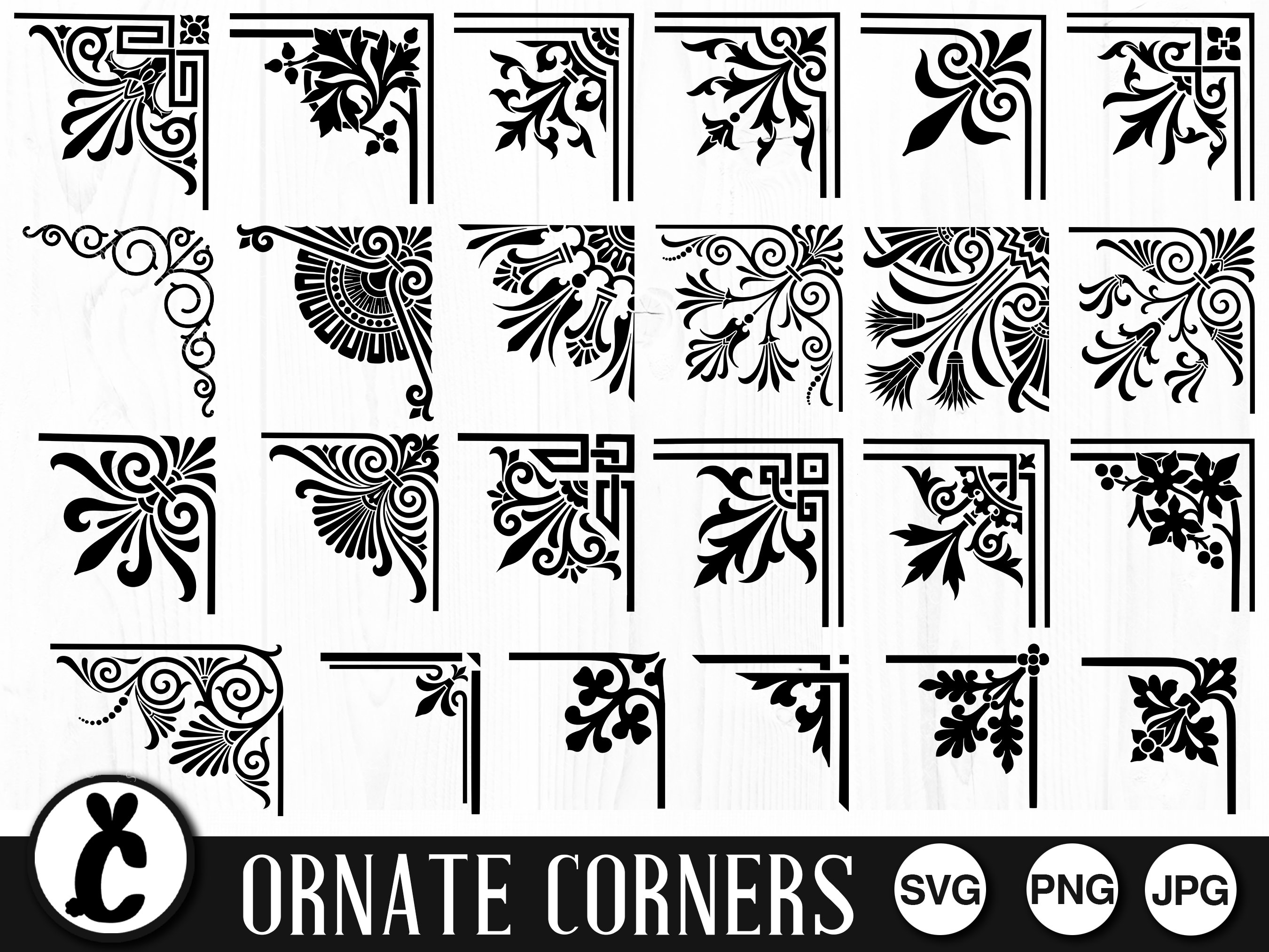 Ornate Corners SVG PNG JPG Digital Cut File Commercial - Etsy