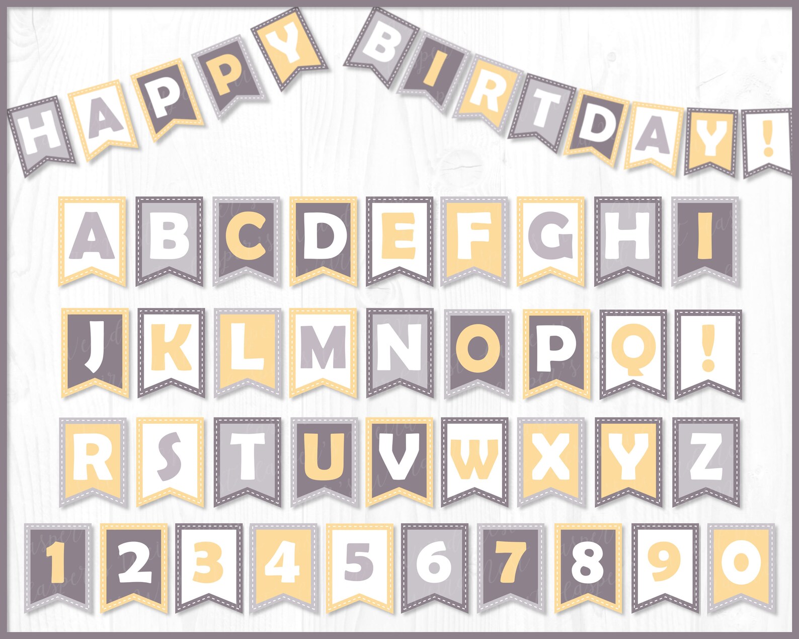 Birthday Banner Alphabet & Number Flags SVG PNG JPG - Etsy
