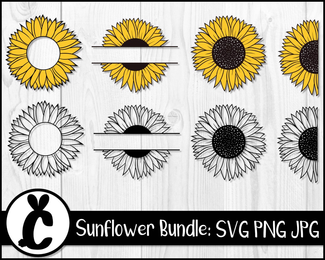Sunflower Monograms - SVG, PNG, JPG - Digital Cut Files, Instant ...
