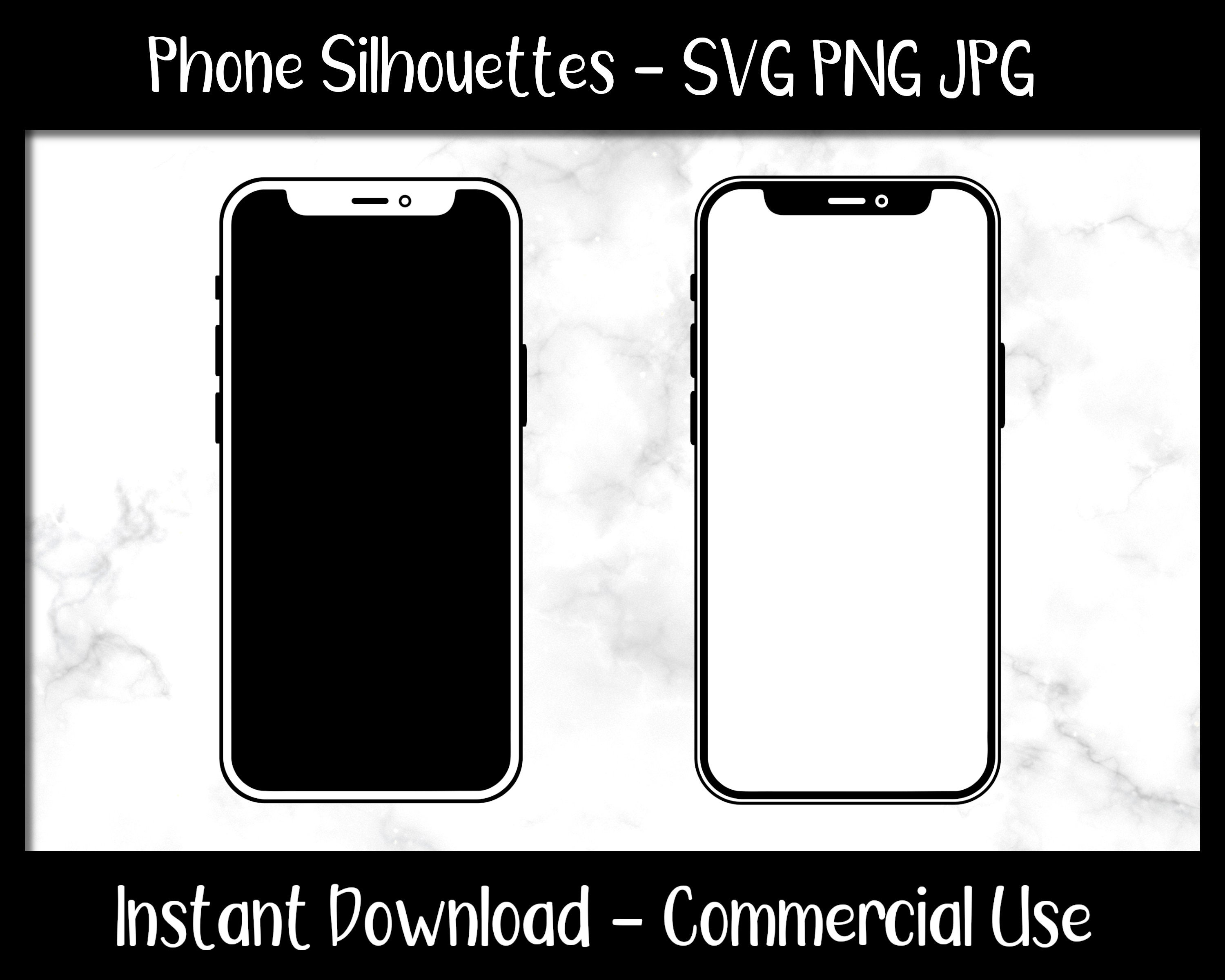 Phone Silhouette SVG PNG JPG Digital Cut Files Instant - Etsy