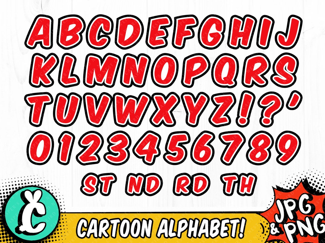 Cartoon Alphabet - PNG, JPG, SVG - Instant Download, Comic Book ...
