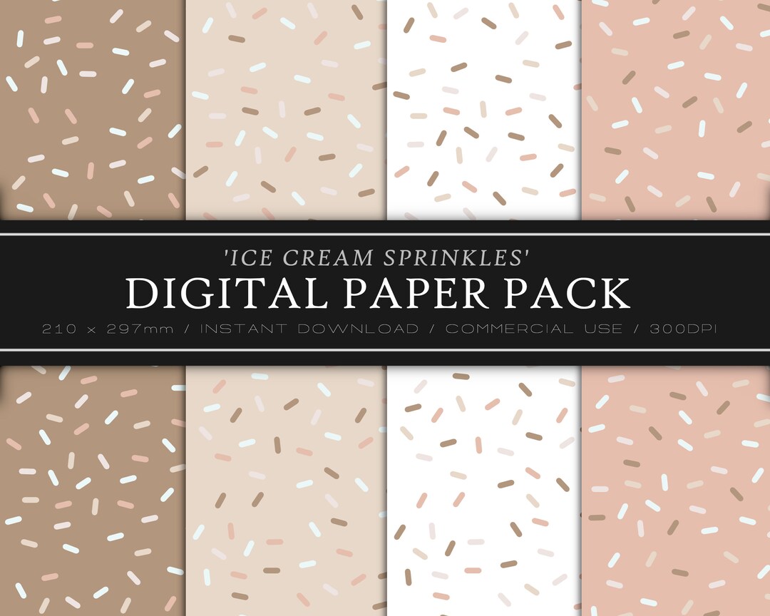 Ice Cream Sprinkles Digital Paper Pack, Seamless Sprinkle Pattern ...