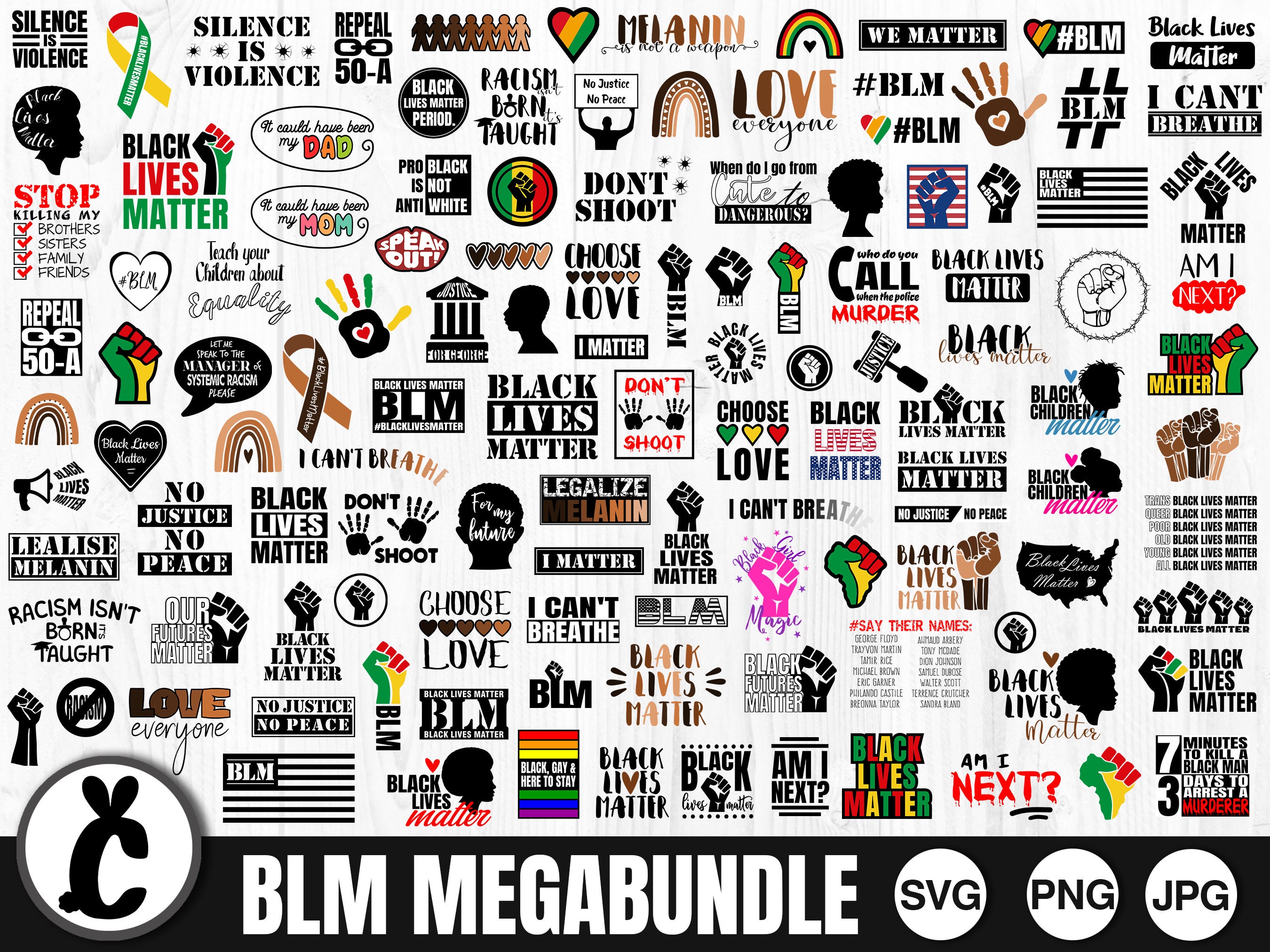 Blm Megabundle, SVG, PNG, JPG, Black Lives Matter, Commercial Use ...