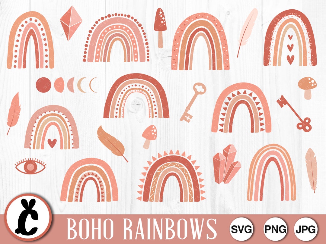 Boho Rainbows - SVG, PNG, JPG, Commercial Use, Instant Download ...