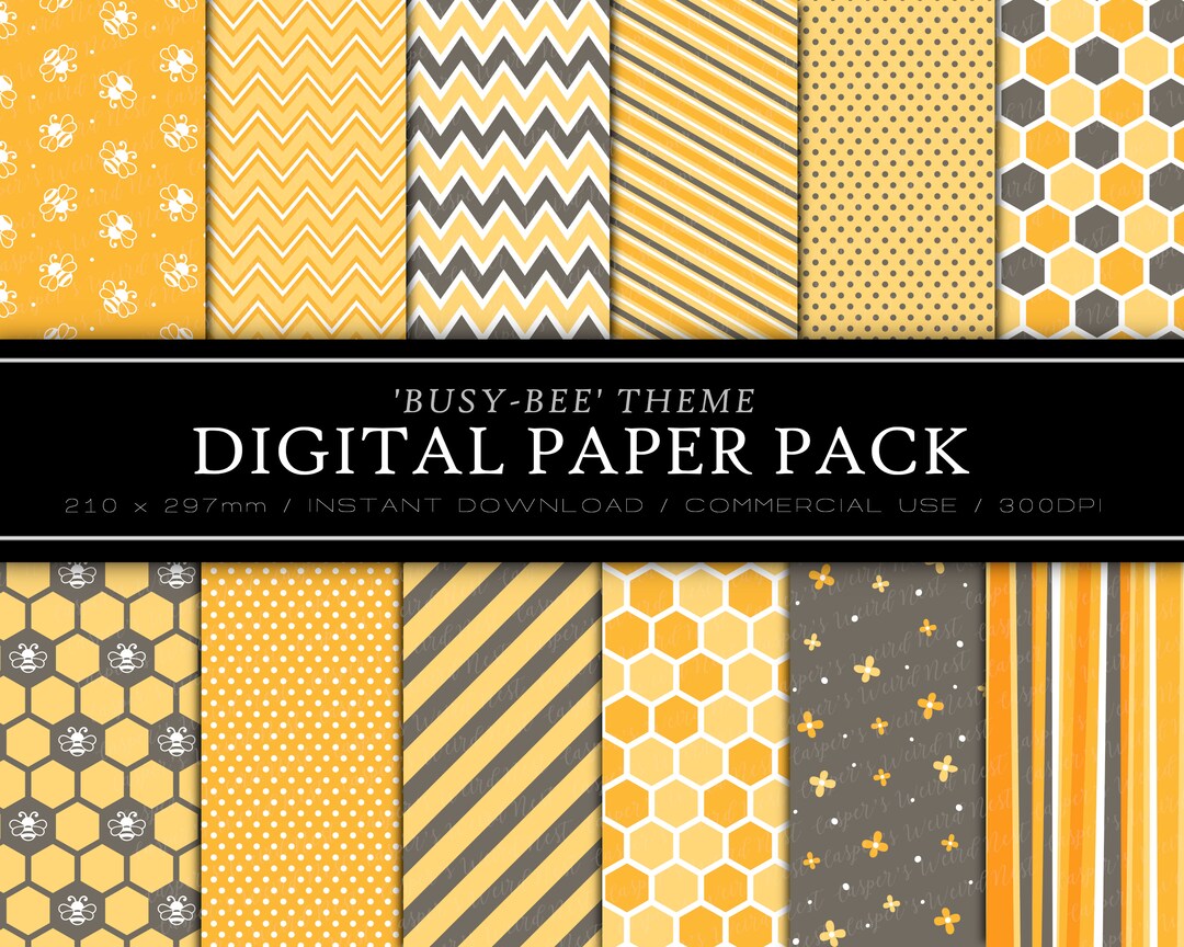 Seamless Bee Patterns - SVG, PNG, JPG - Commercial Use, Instant ...