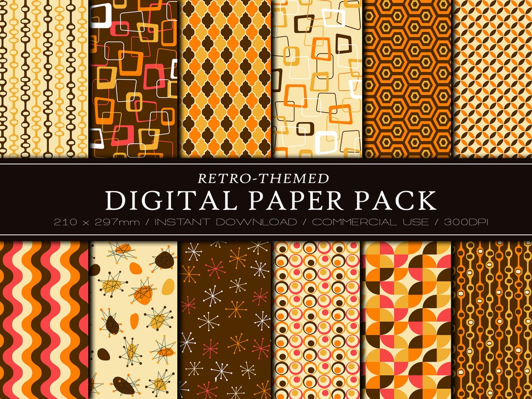 50s Style Digital Papers - PNG, JPG, SVG - Commercial Use, Instant ...