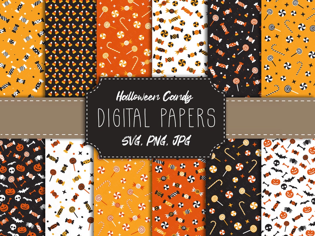 Halloween Candy Digital Paper Pack SVG, JPG, PNG Commercial Use ...