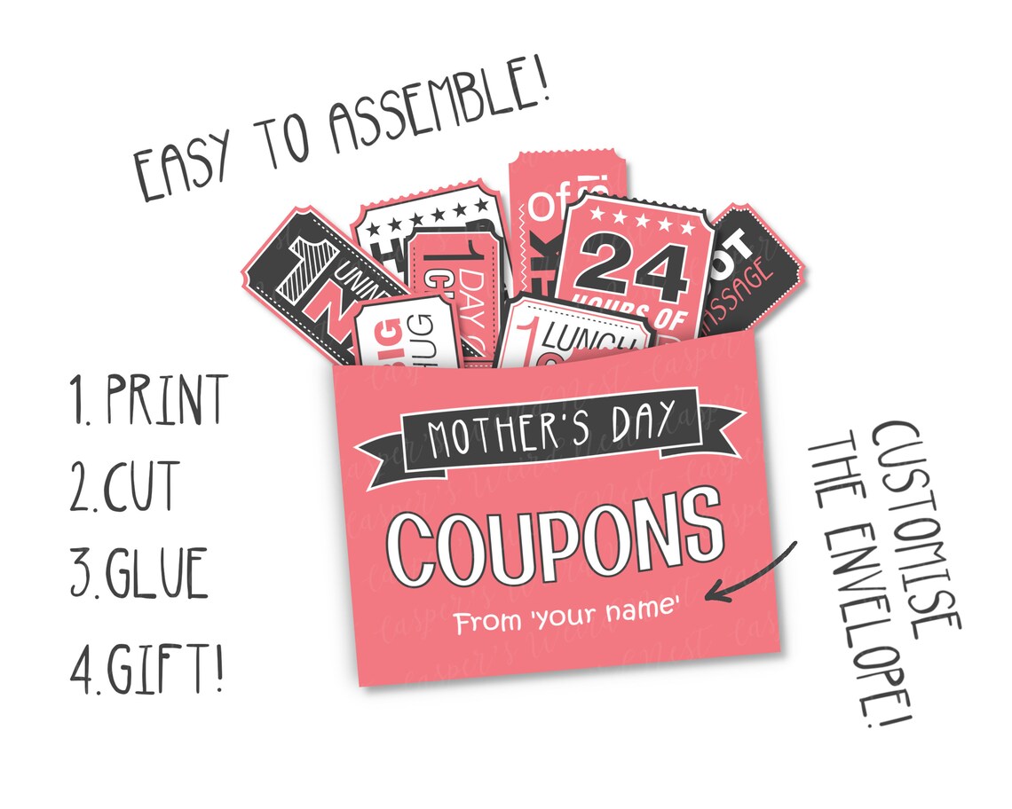 Printable Editable Mother's Day Coupon Book Kit Mothers | Etsy