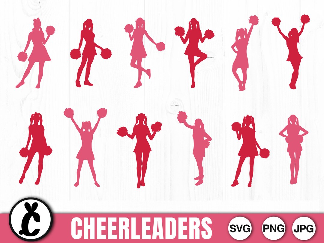 Cheerleader Poses Bundle - SVG, PNG, JPG - Commercial Use, Instant ...