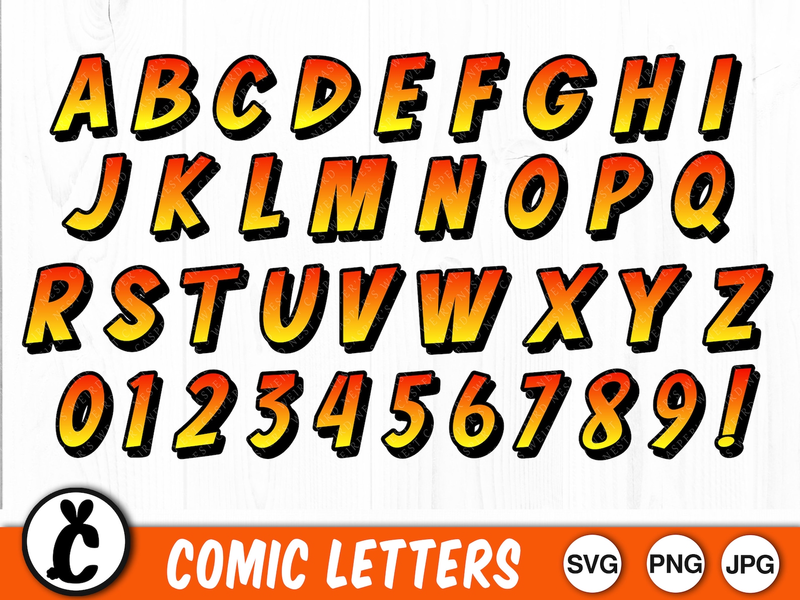 Comic Letters - PNG - JPG - Instant Download, Comic Numbers, Letters ...