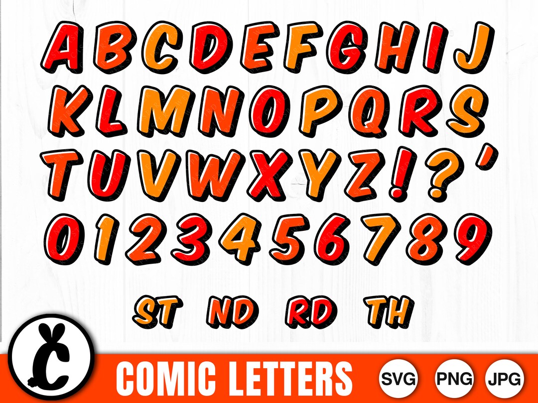 Comic Letters - SVG, PNG, JPG - Instant Download, Comic Number, Letter ...
