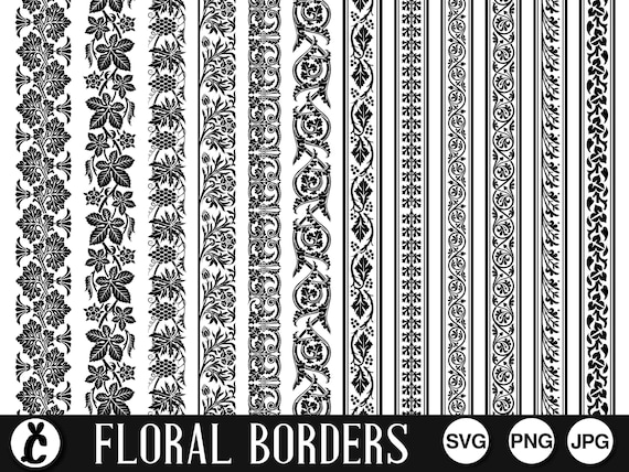 Floral Borders SVG PNG JPG Digital Cut File Commercial - Etsy