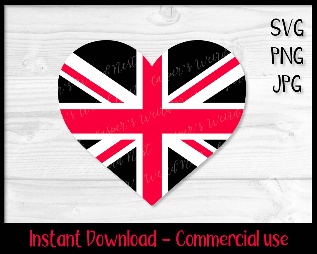 Pink Heart Shaped Union Jack, SVG, PNG, JPG, Digital Cut Files, Instant ...