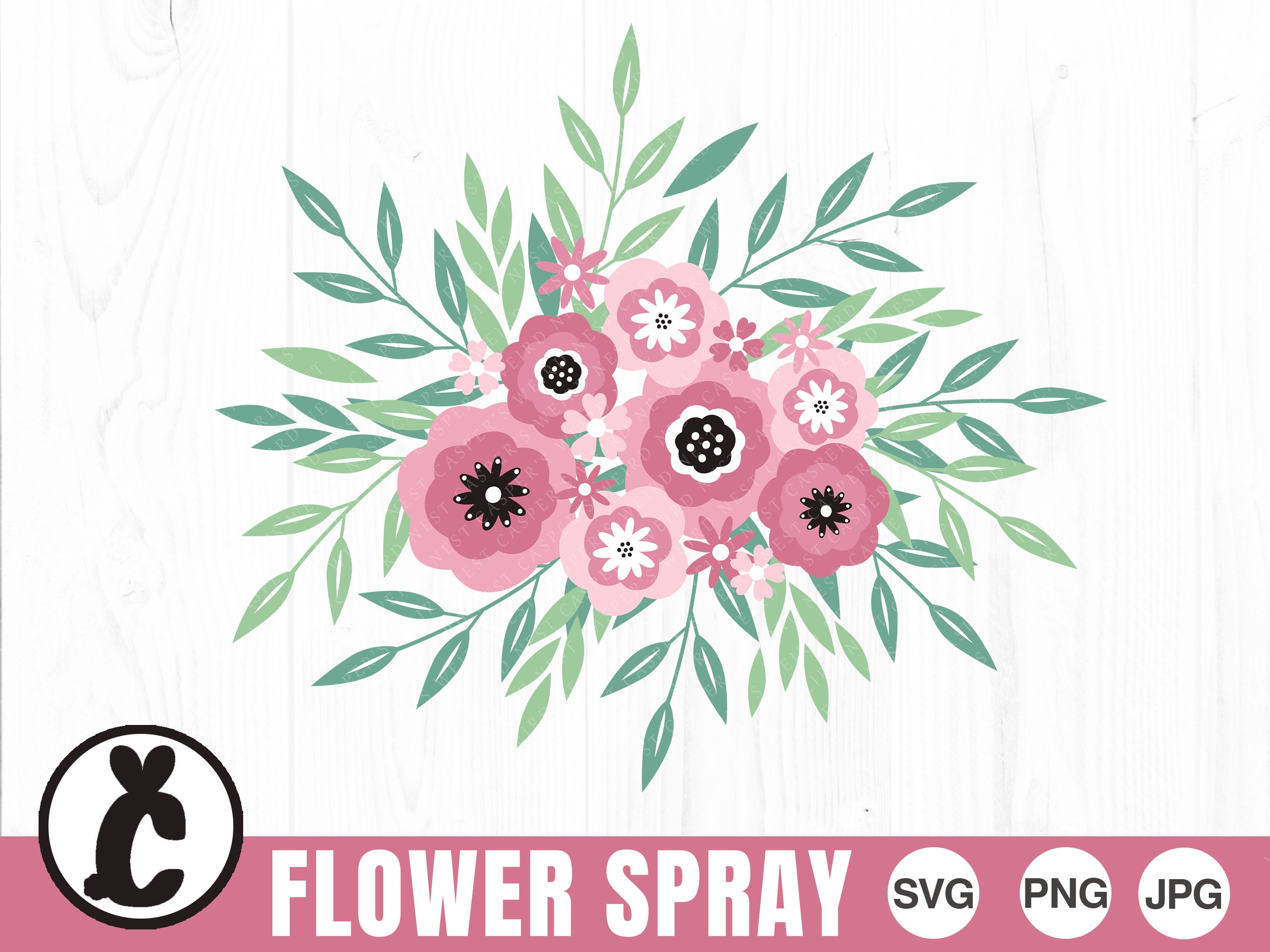Spray of Flowers - SVG, PNG, JPG - Commercial Use, Digital Cut File ...