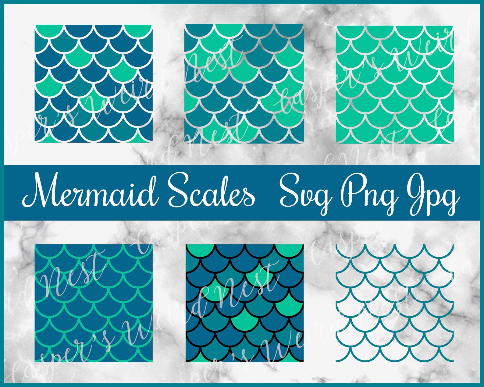 Seamless Mermaid Scales Bundle SVG PNG JPG Digital Cut - Etsy