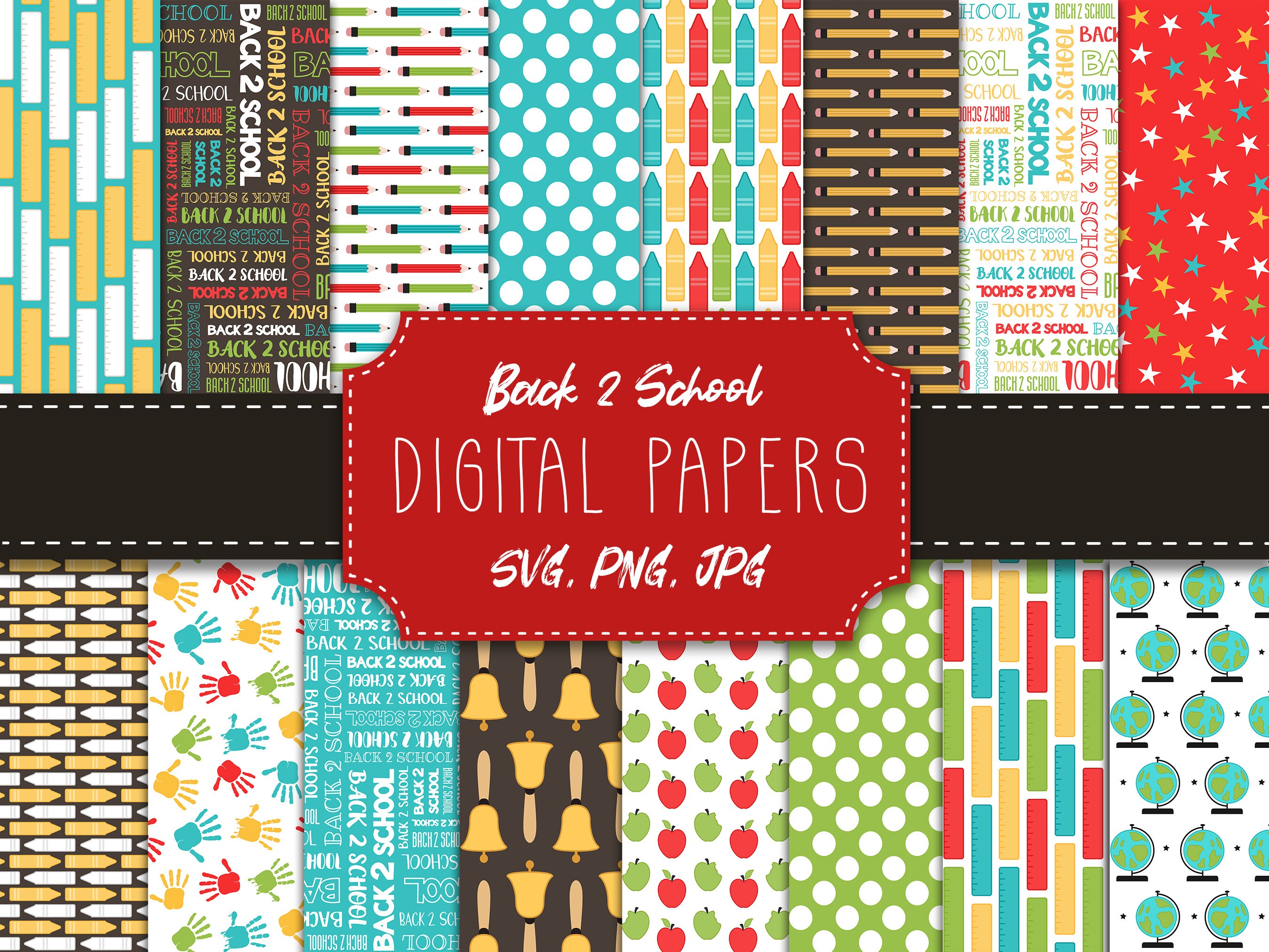 School Patterns SVG PNG JPG Digital Paper Seamless - Etsy Australia