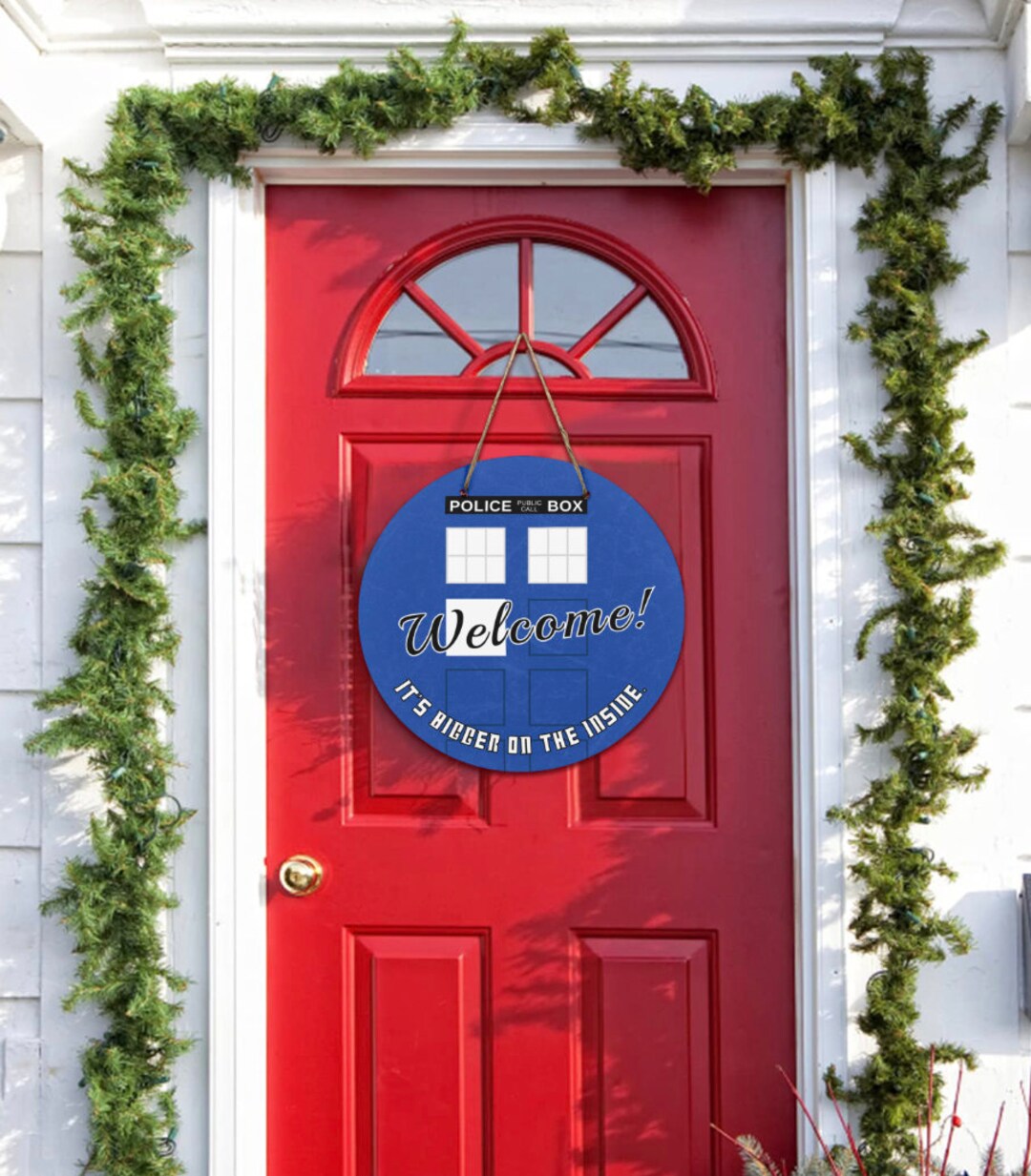 Welcome to the TARDIS - Personalized Round Wooden Door Sign 11.8'' - Etsy