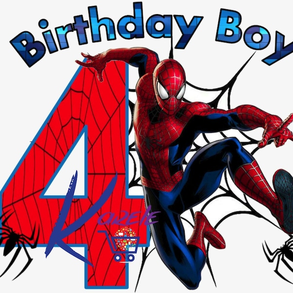 Spiderman 4th Birthday Png - Etsy