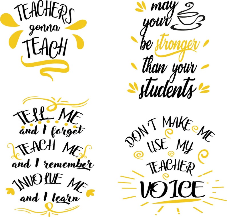 4 X Teachers Quotes, Digital Teacher Quotes, School, Vectors, Teacher ...