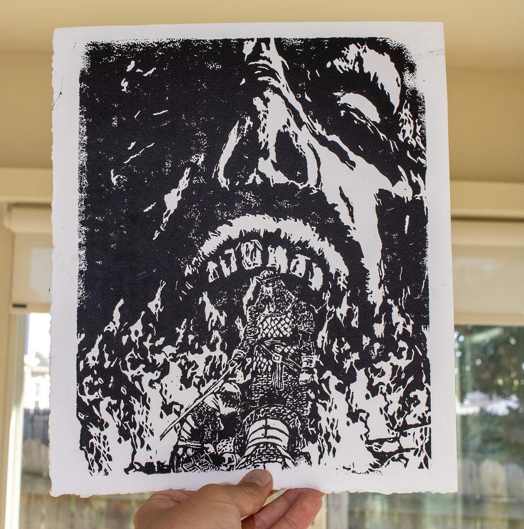 Medieval Knights Linocut Relief Print - Etsy