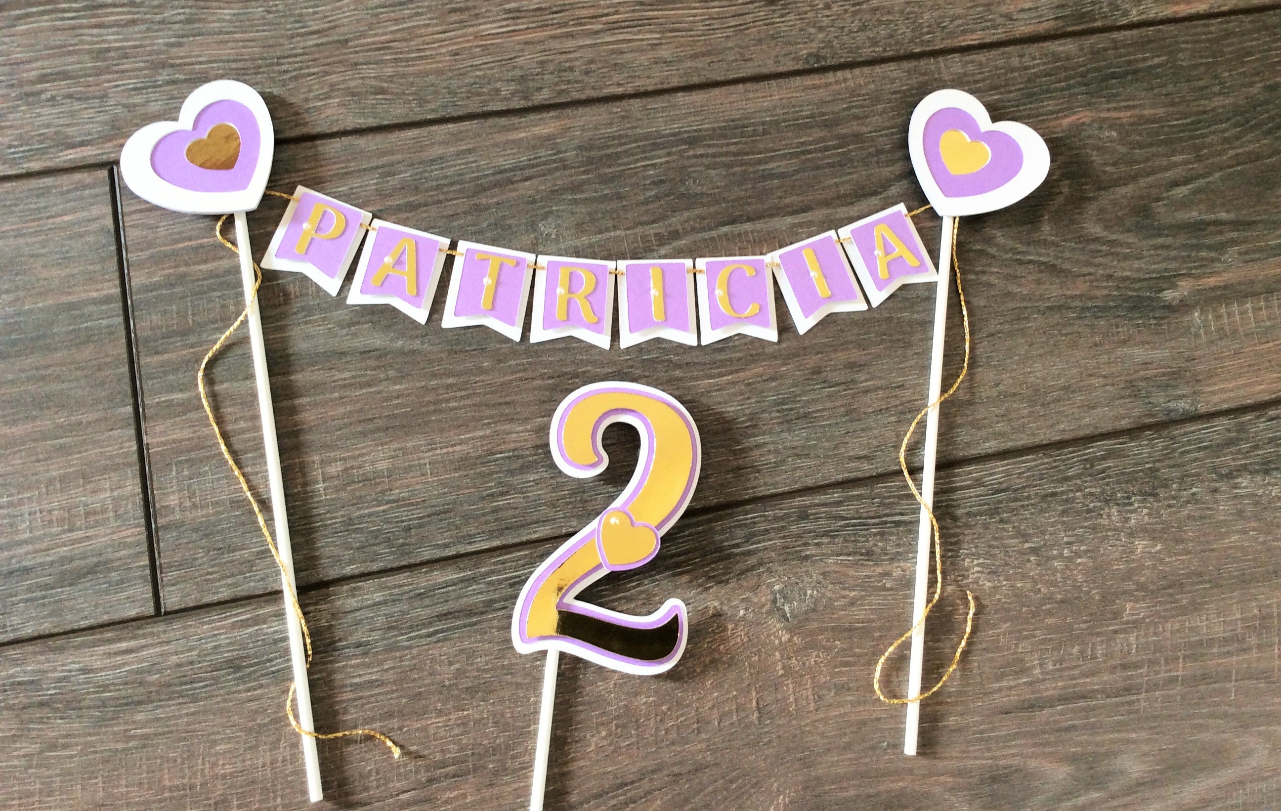 Nombre personalizado Pastel de edad Toppers Purple Gold - Etsy España
