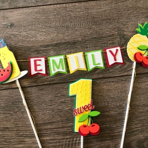 Sweet One Tutti Frutti Summer First Birthday Cake Topper Set ...