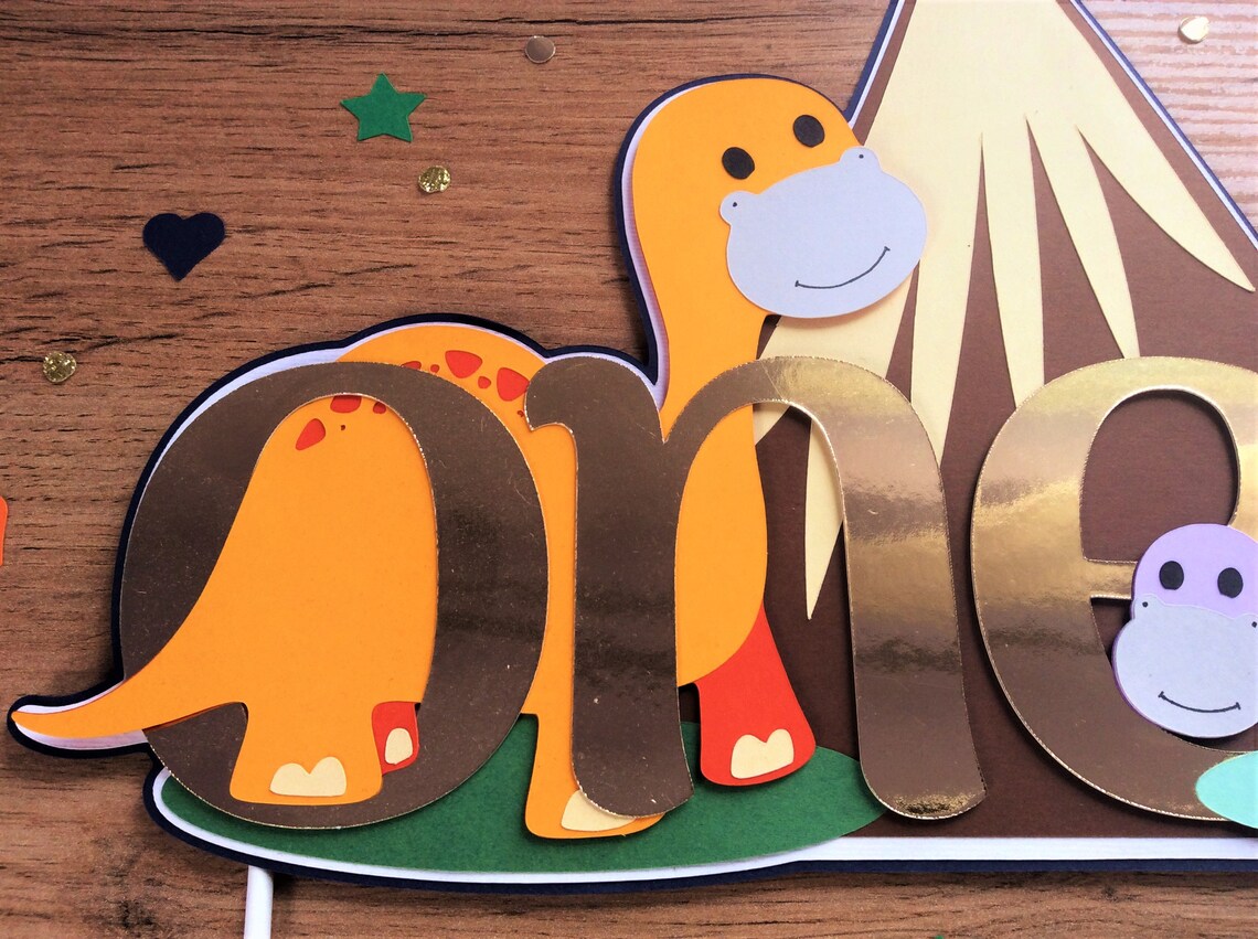 Dinosaur 1st Birthday Cake Topper Cake Smash One Dinosaur - Etsy