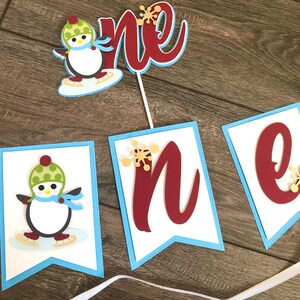 Winter Wonderland Penguin One Cake Topper High Chair Banner Set, Winter ...