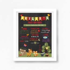 Woodland First Birthday Milestone Poster Woodland Animals - Etsy