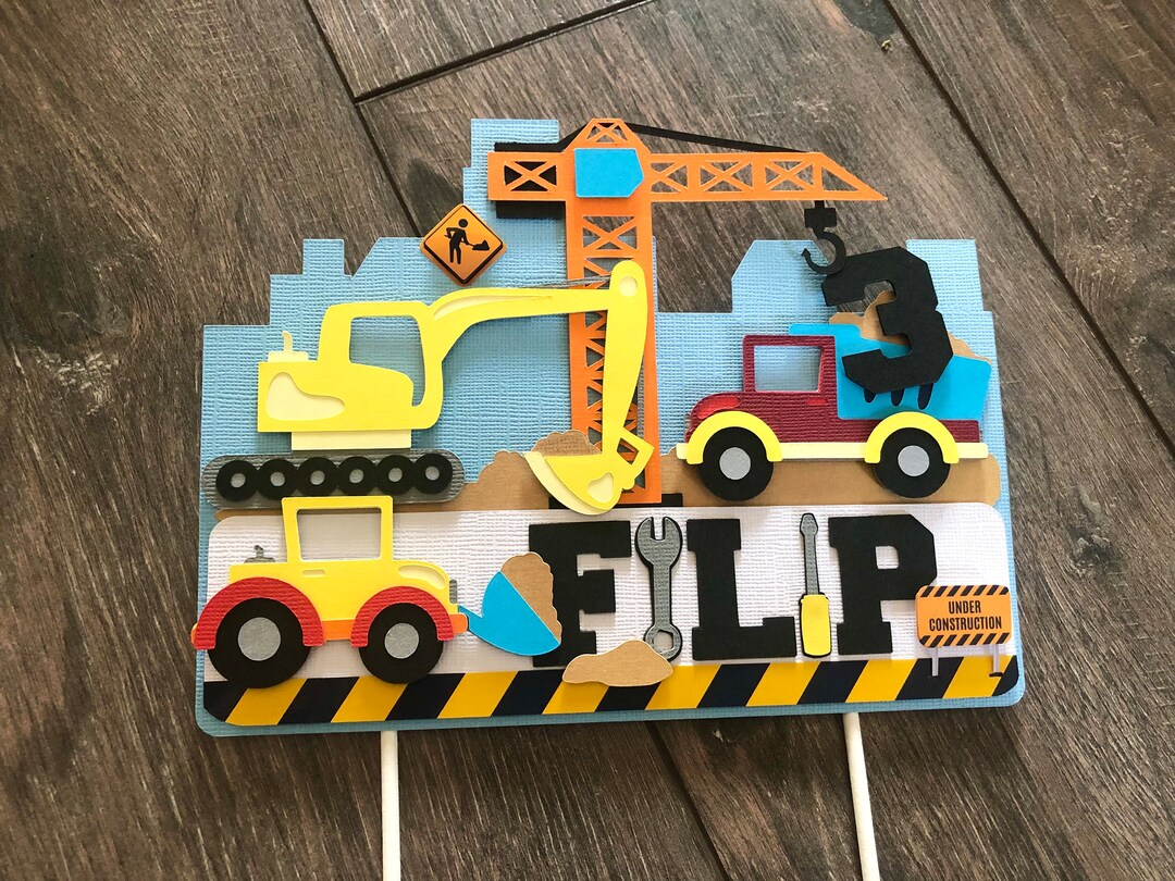 Under Construction Party Cake Topper, Excavator Truck Cake ...