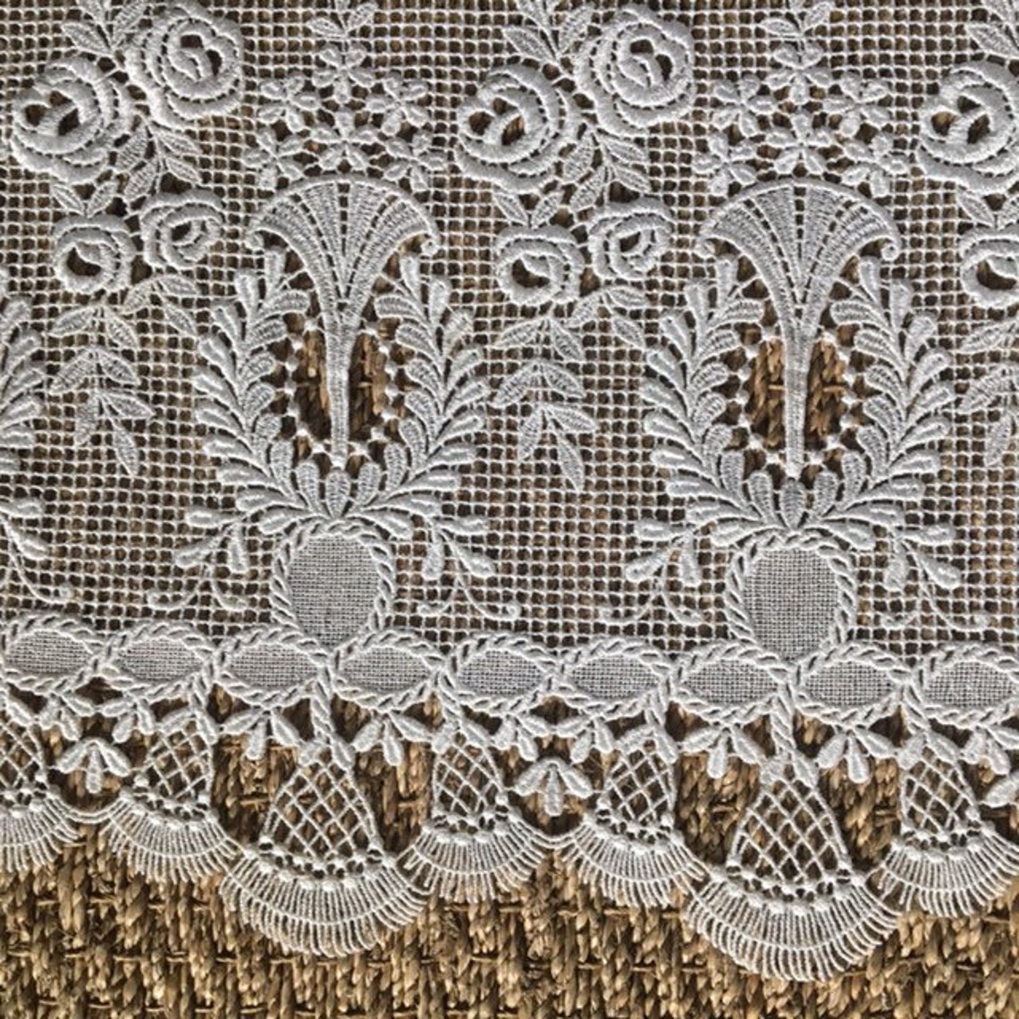 A Single Fresh French Macrame Lace Cafe Curtains From a French - Etsy