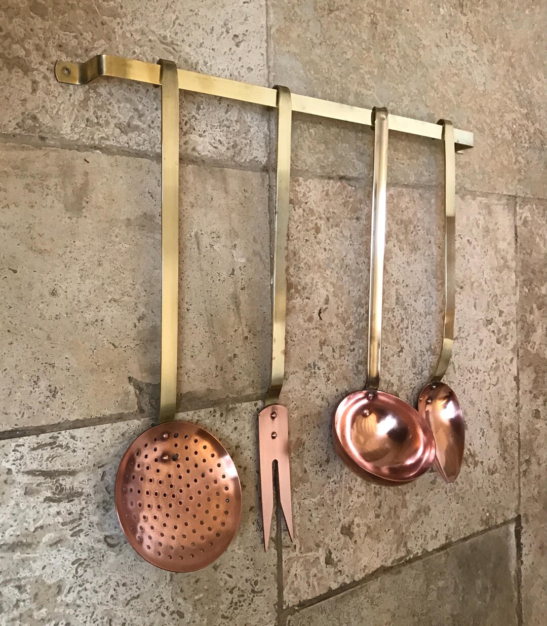 A Vintage Set of Well-made Brass and Copper Utensils for Kitchen With ...
