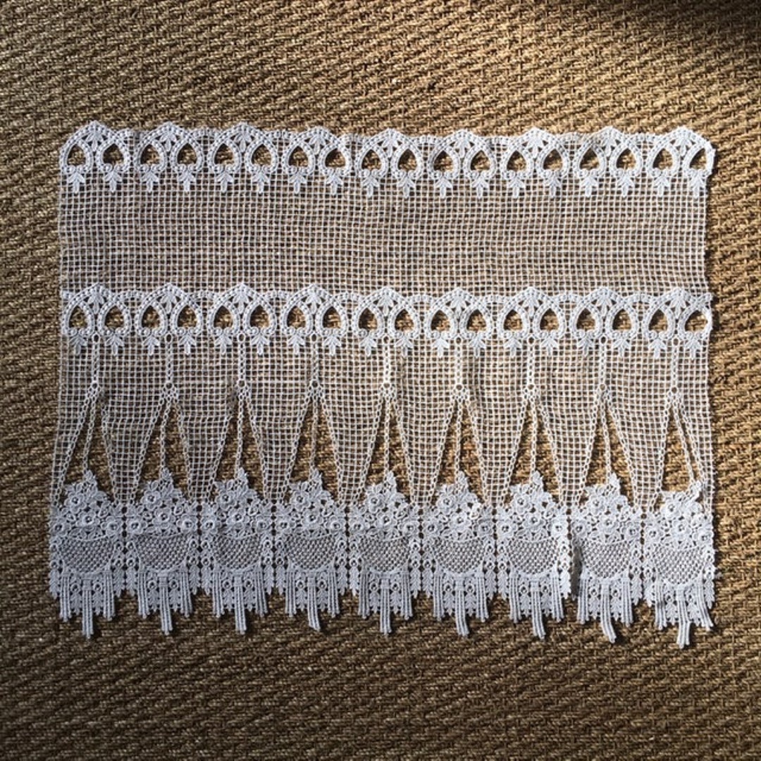 A Single Fresh French Macrame Lace Cafe Curtains From a French Village ...