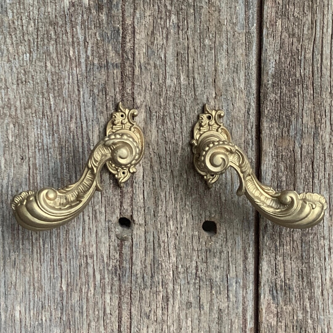 A Pair of Unusual Gilt Bronze Door Handles - Levers With Rococo Motifs ...
